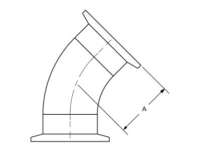 ISO-KF Smooth 45 Degree Elbow Fitting